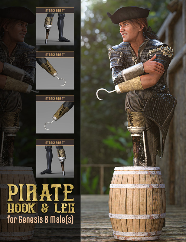 Pirate Hook and Leg for Genesis 8 Male(s) » TOPGFX | Daz3d Renderosity ...