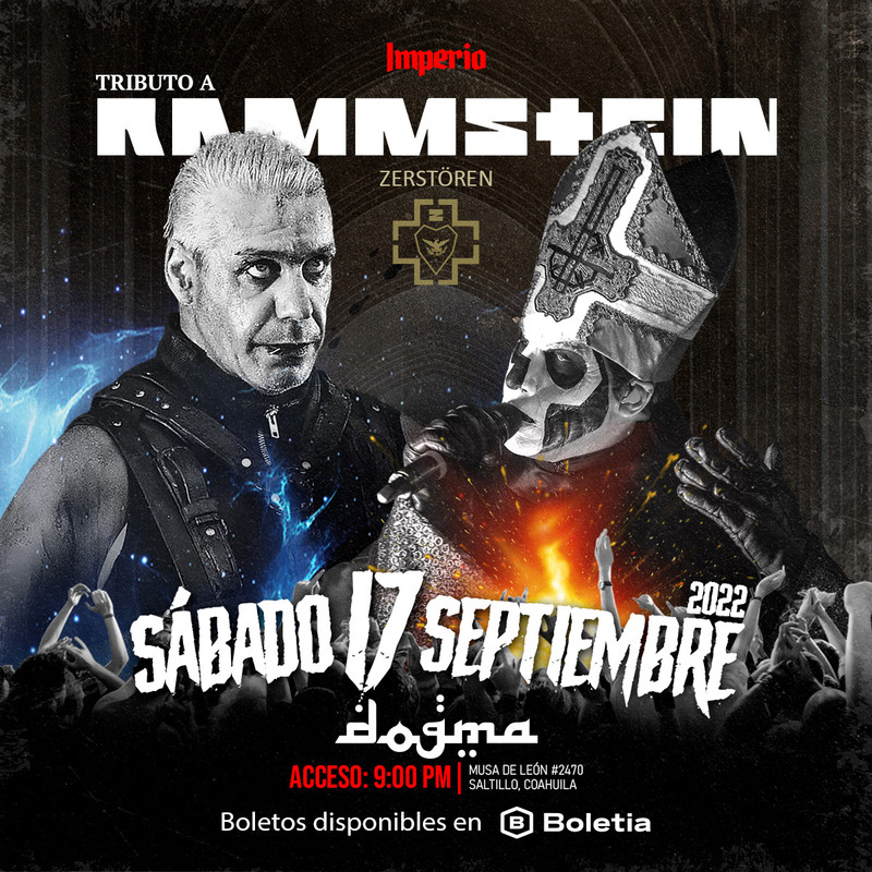 Compra boletos para Tributo a Rammstein y Ghost en Saltillo - Boletia