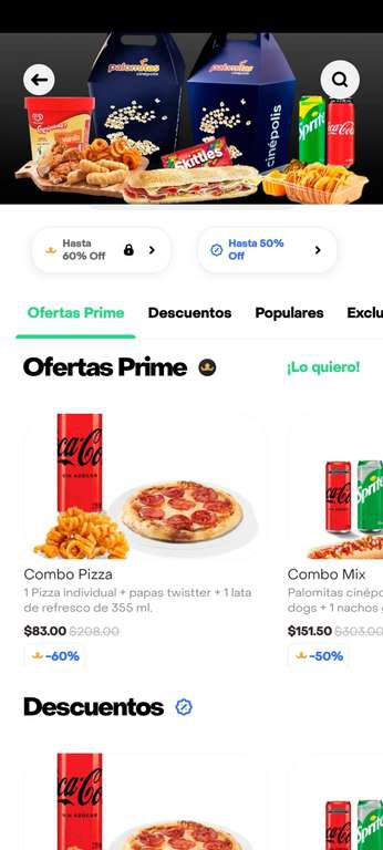 Rappi Cinépolis vip: Combo Pizza (y más)