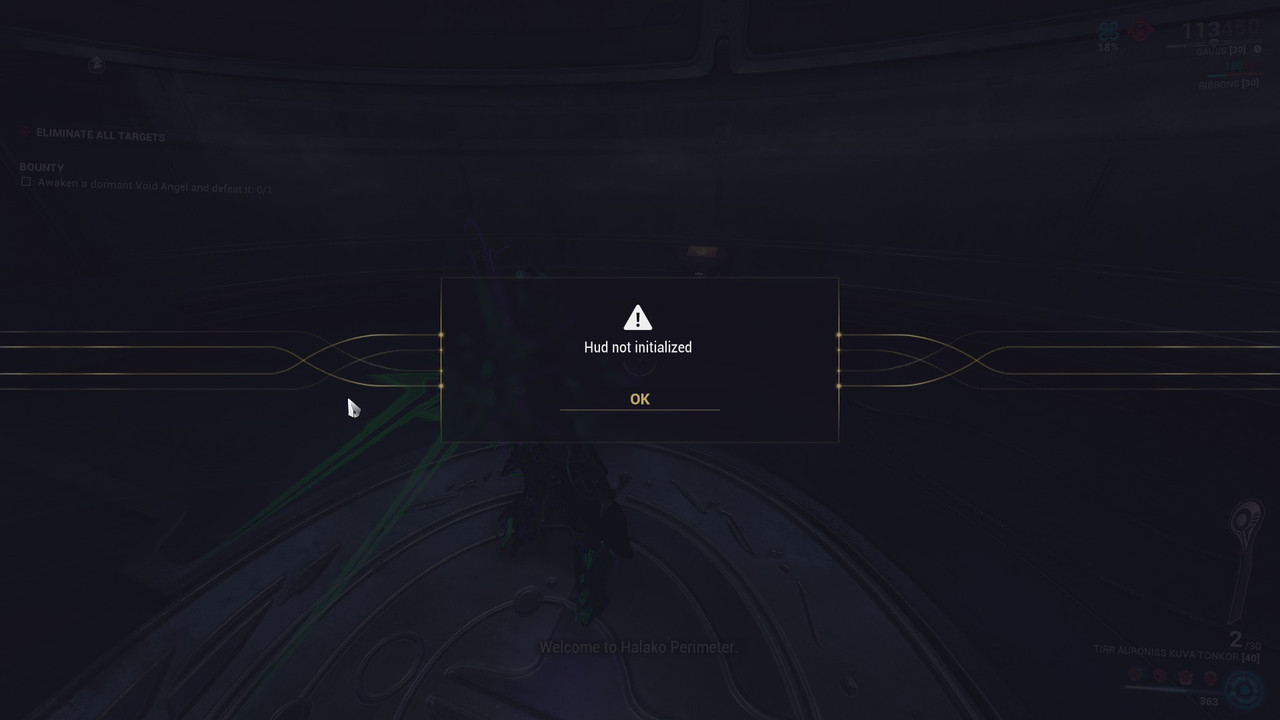 RESOLVED - Hud not initialized Popup on certain Zariman missions - UI - Warframe Forums