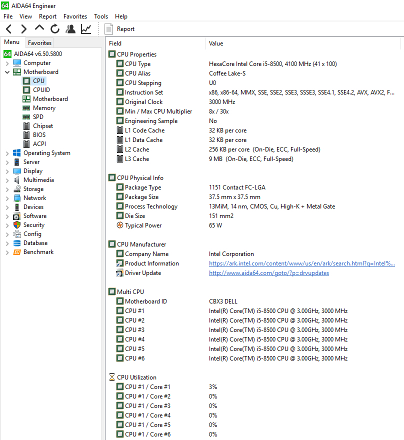 PC DELL Opti Plex 3060 SFF AIDA64 CPU — Postimages