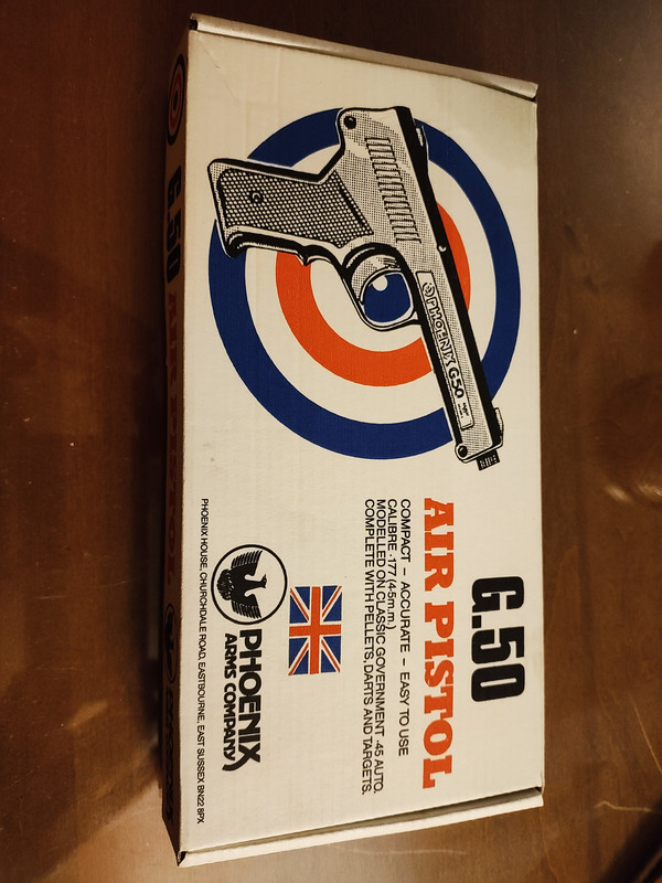 Throw-away vintage cardboard air pistol boxes