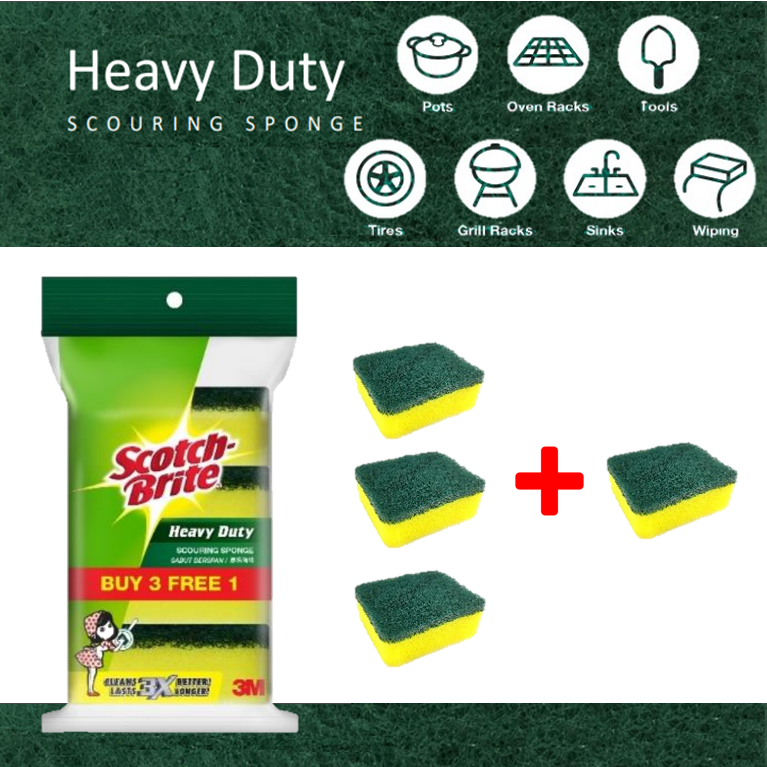 3M Scotch Brite Scouring Sponge (4pcs/pack)