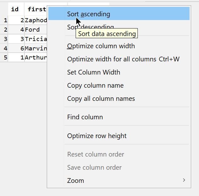 Sort In Database Explorer - SQL Workbench/J Forum
