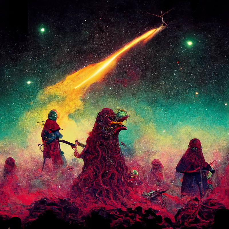 Dracula King Gizzard fighting The Lizard Wizard in space e98abc20 77c3 ...