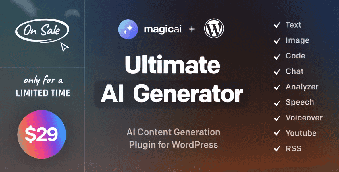 MagicAI For WordPress - AI Text, Image, Chat, Code, And Voice Generator – Bliter GPL