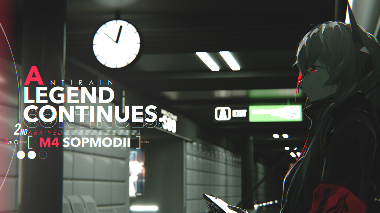 m4 sopmod ii girls frontline profile view smiling red eye train ...