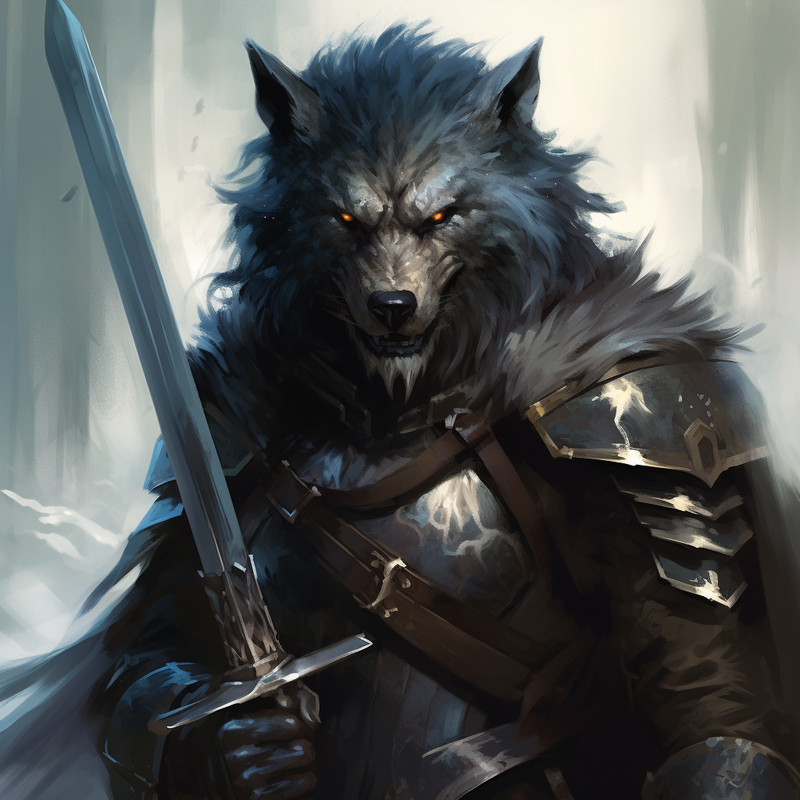 giobbito A werewolf with several scars on the cheek black and g ...