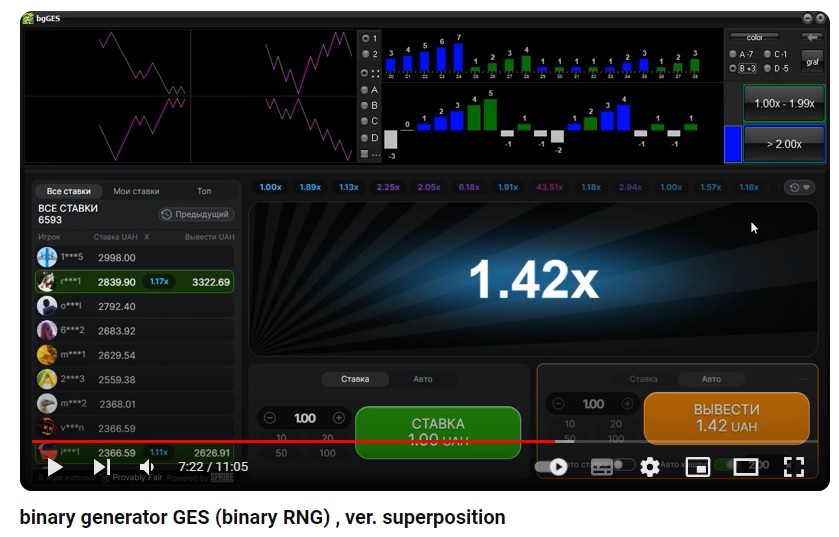 RNG generator (binary) Roulette, ver.+