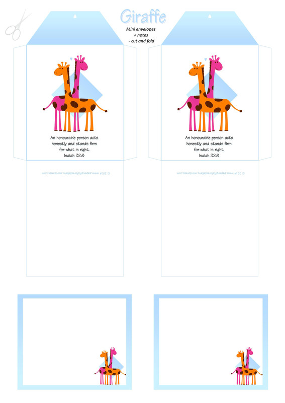 PGFE Giraffe mini envelopes notes A4 — Postimages