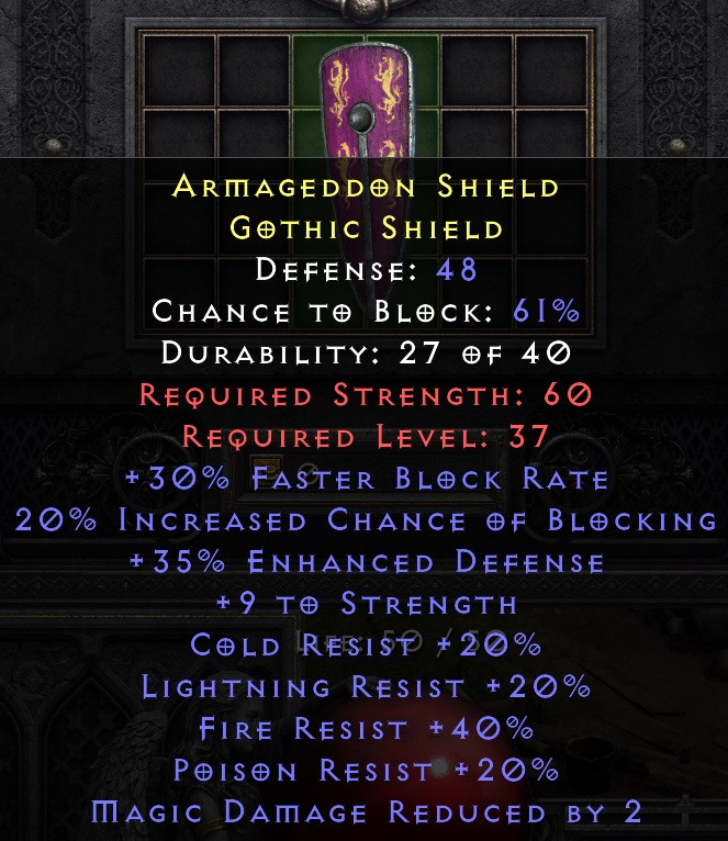 30/20 20@res 40fr 9str Shield - Topic - d2jsp