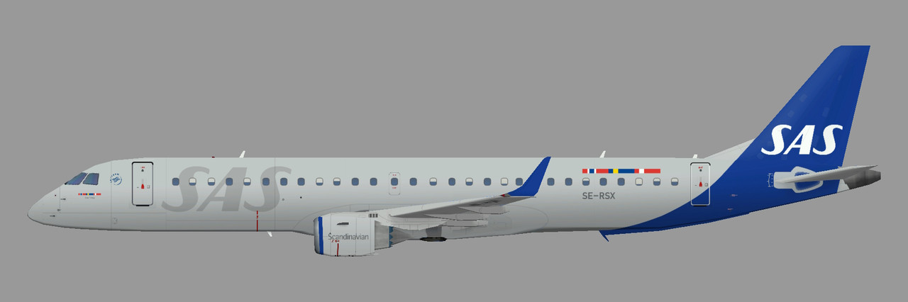 Embraer E195 SAS Scandinavian Airlines Link SE-RSI + SE-RSK + SE-RSN ...