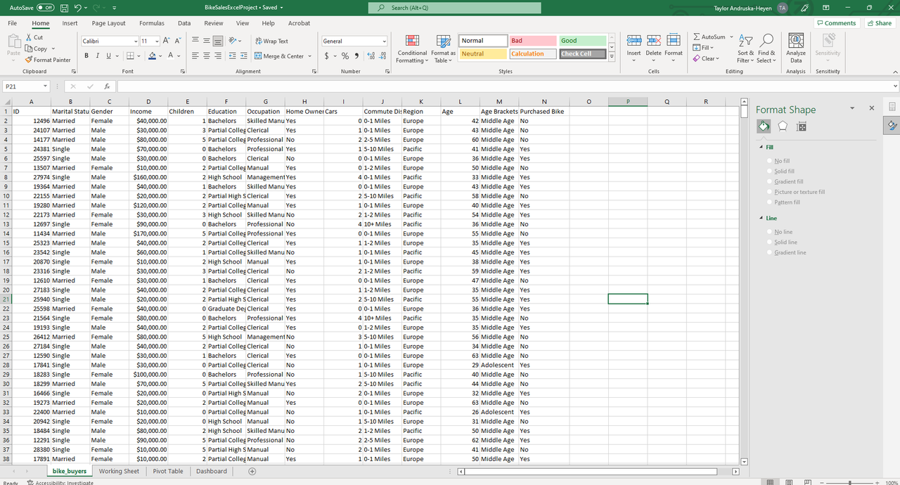 GitHub - taylorheyen/BikeSalesExcelProject: Following AlexTheAnalyst Excel Project. Using Bike ...