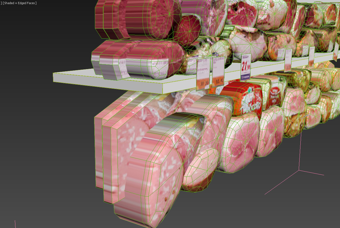 3d models: Shop - Shelves with meat