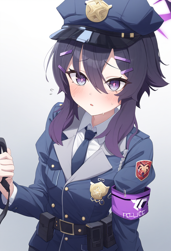 depth of field, 1girl, , [haruka (blue archive)], {{{{police uniform}}}}, blue a s 864010236 ...