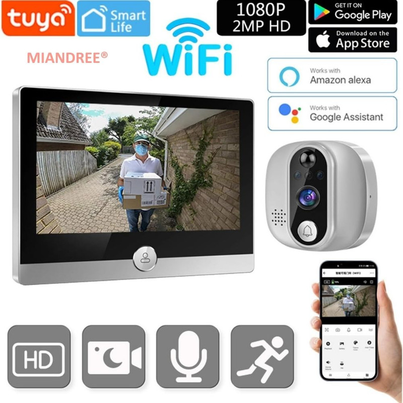 Vizor Electronic Inteligent Wi-Fi, MIANDREE®, Camera 1080P HD, Ecran ...