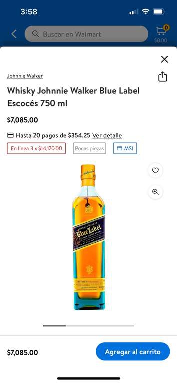 Walmart: Johnnie Walker Blue Label escocés 750ml (precio comprando 3 ...