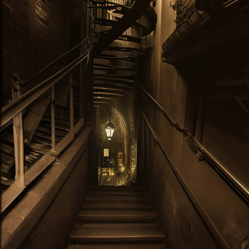 14 a dark city at night buildings of old bricks city sat on channel of ...