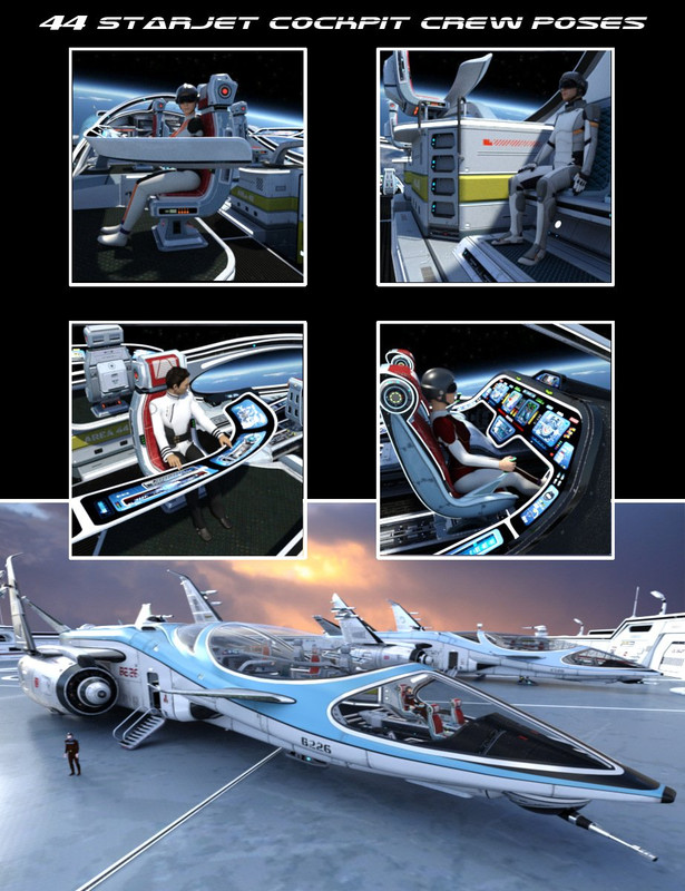 1500 Points For StarJet Cockpit Crew Poses - Free Daz 3D Models