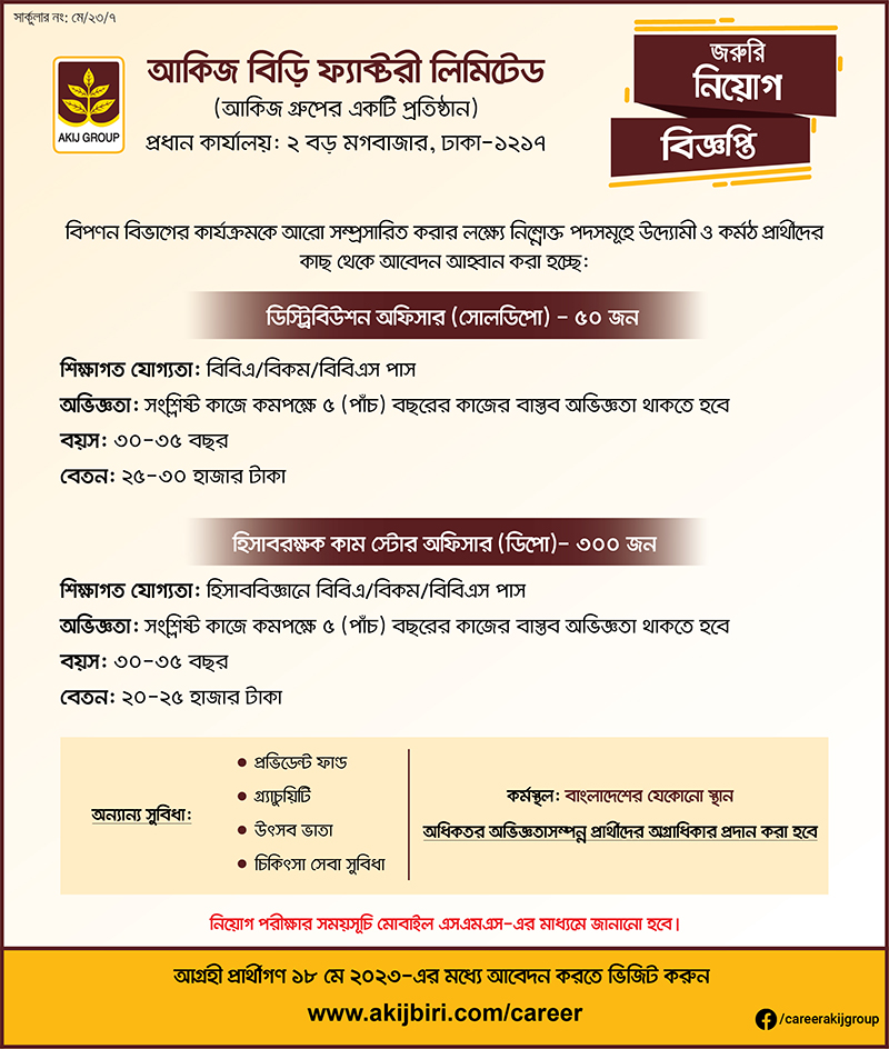 Akij Biri Job Circular 2023 — Postimages