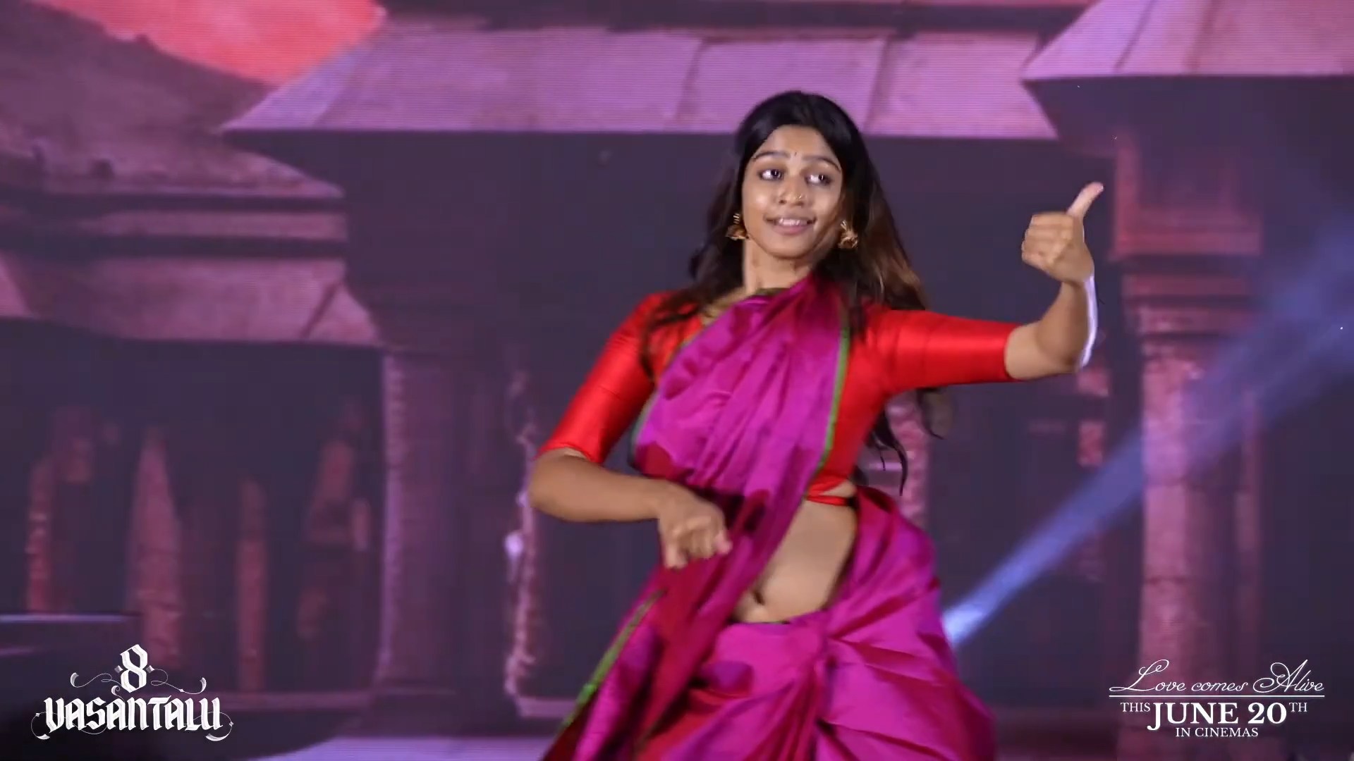 Ananthika Sanilkumar Sexy Open Navel in pink Saree mp4 snapshot 00 03 911 — Postimages