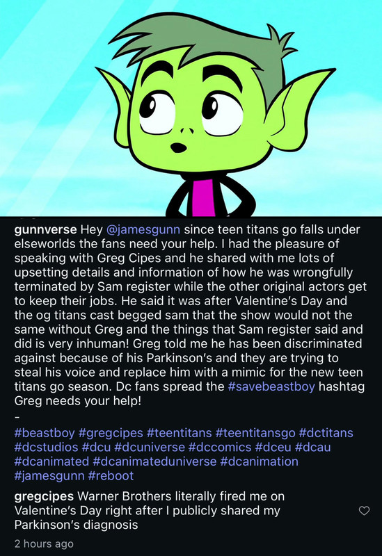Greg Cipes says he was fired by Warner Bros from voicing Beast Boy ...