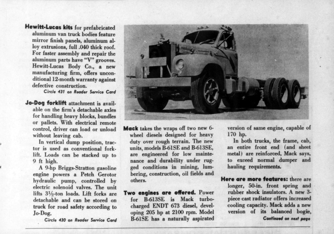 Mack '60 B 61 SE B 613 SE Fleet Owner Jun '60 1 — Postimages