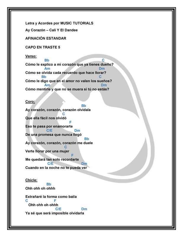 Cómo tocar Ay Corazón de Cali Y El Candee en Guitarra | Tutorial + PDF ...