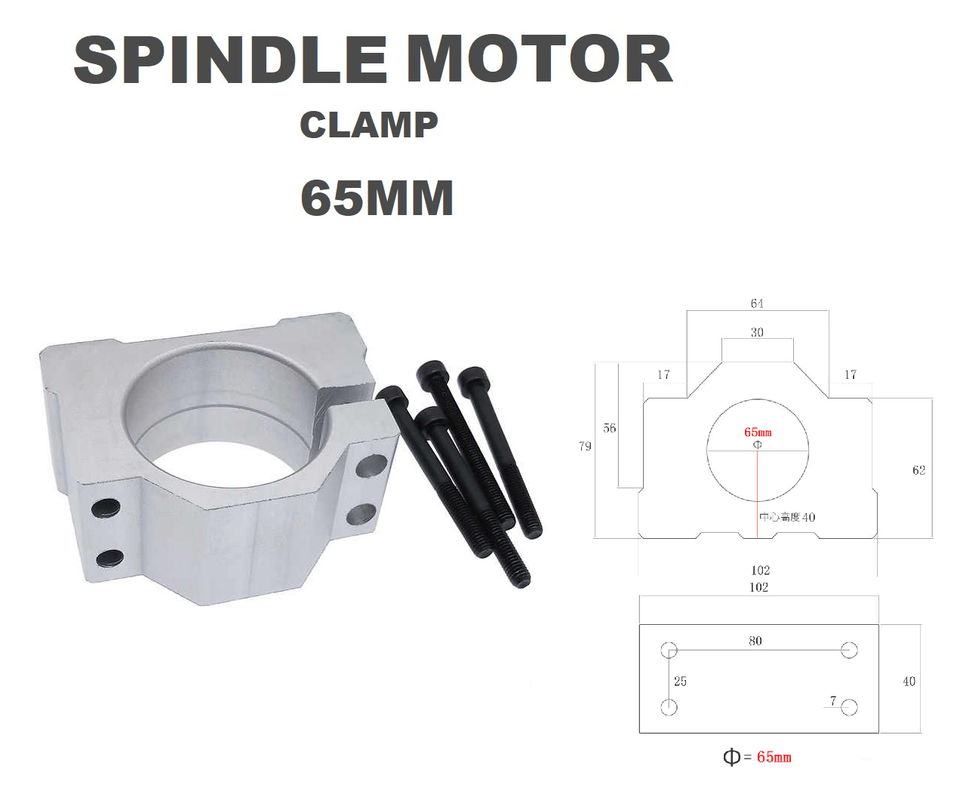 Cnc Router Spindle Motor Mount 65mm dia Clamp Holder Bracket Aluminium ...