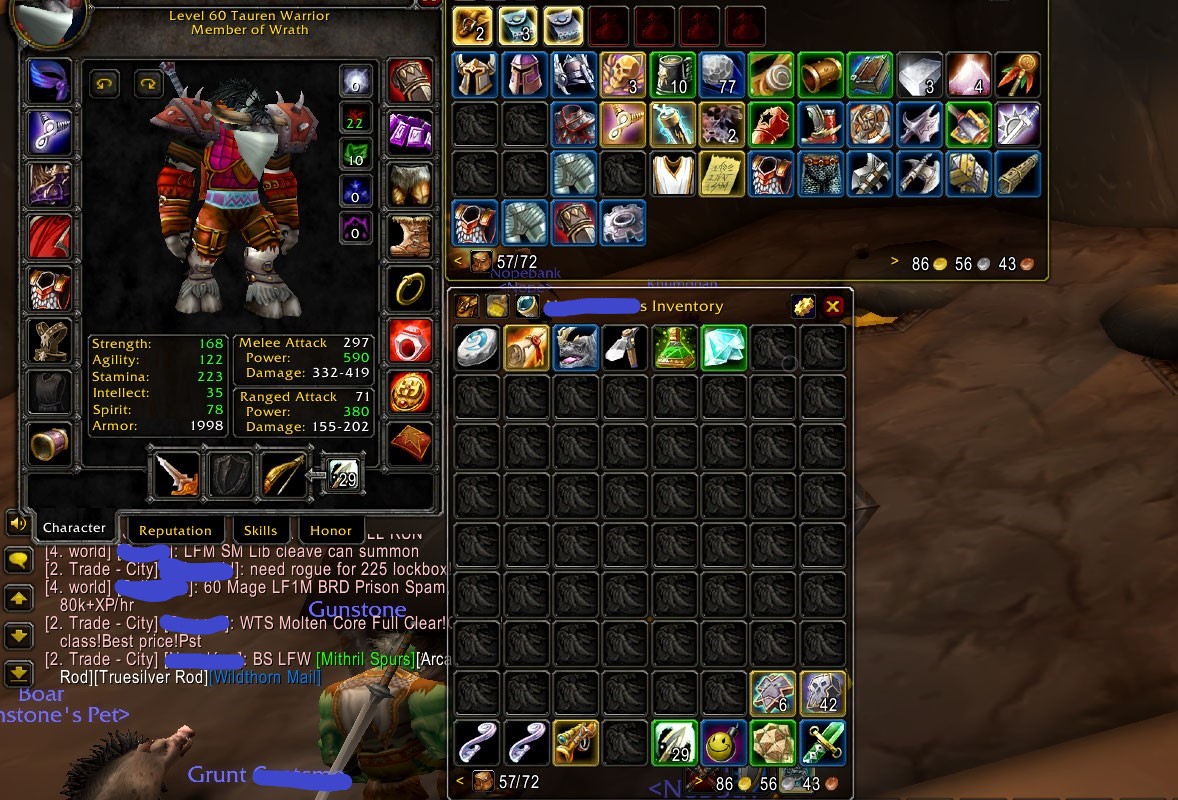 SOLD - Lvl 60 Tauren warrior US [Full Pre BiS,Hand of Justice,Devilsaur ...