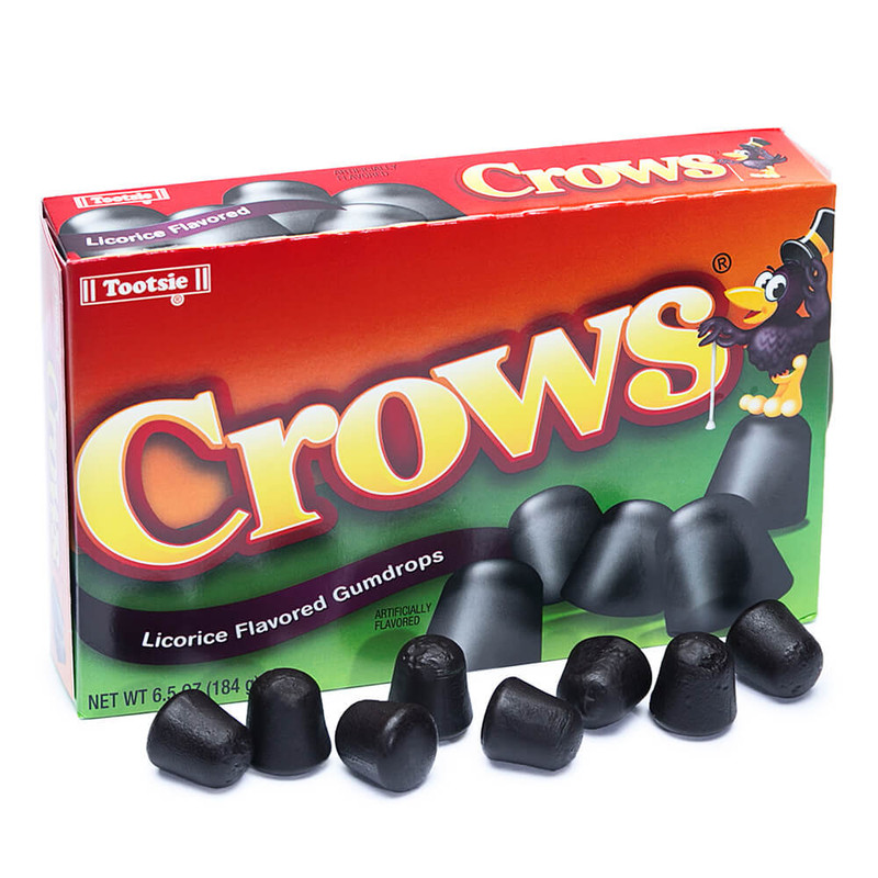 128008 01 crows black licorice drops candy 65 ounce packs 12 piece box ...