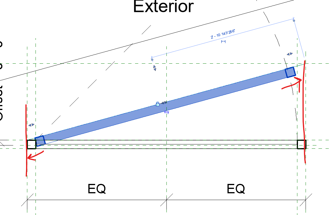 How can I lock an angled nested family to the width of a curtain wall ...