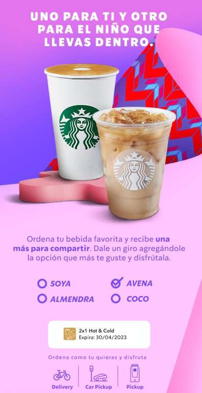 Recompensas Starbucks - 2X1 en bebidas participantes