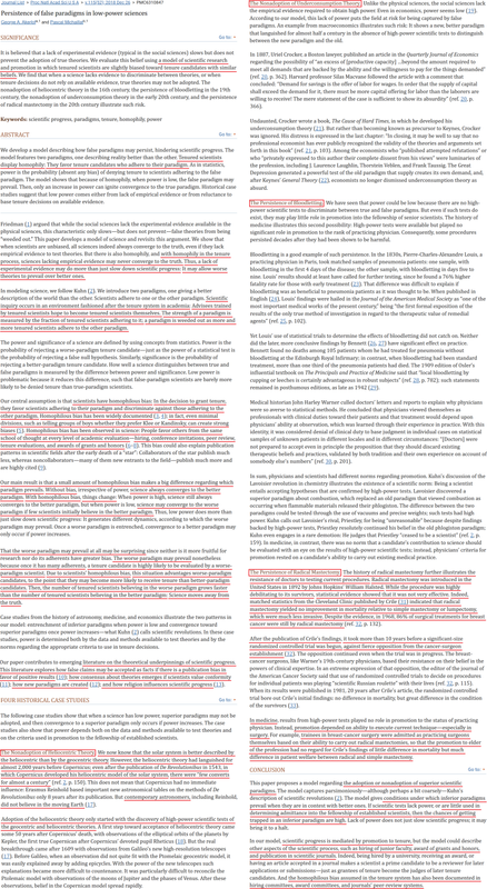 Persistence of false paradigms in low power sciences homophily ...