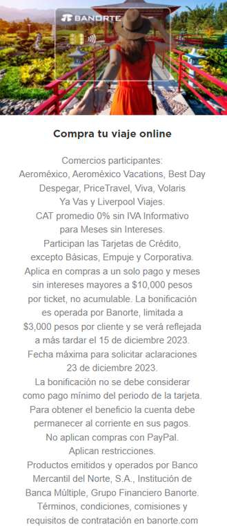 Hot travel 2023 en Banorte: 15% de bonificación con tarjeta de crédito ...