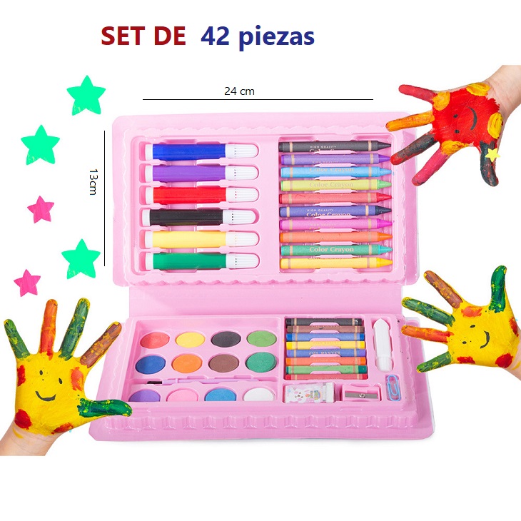 Set de arte 42 piezas kit para pintar escolar - rosa GENERICO ...