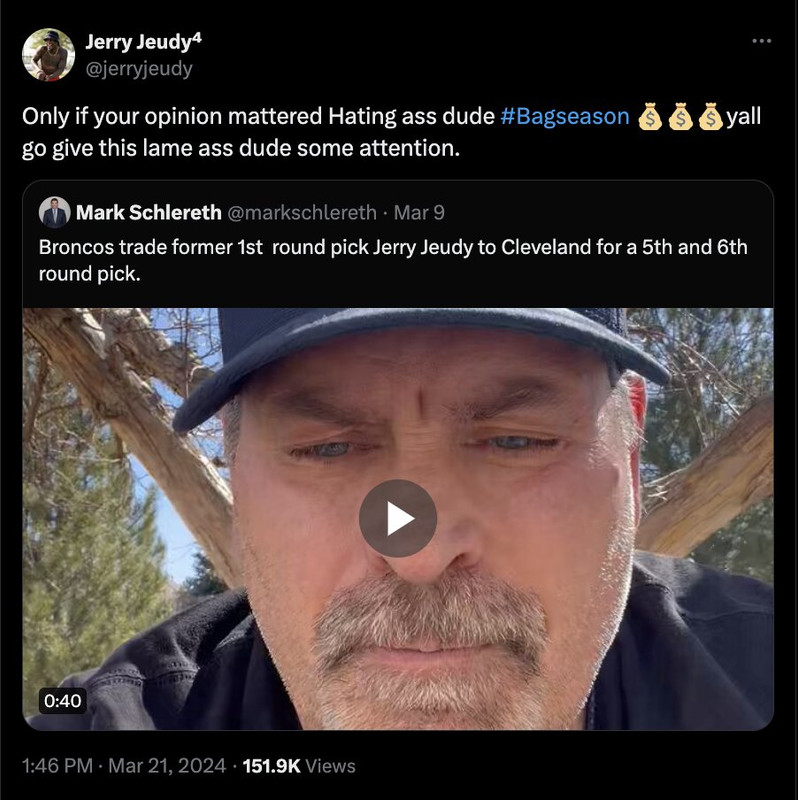 Jerry Jeudy and Mark Schlereth going at it on Twitter