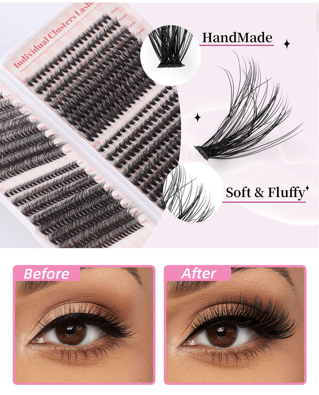 Set extensii gene individuale, 592 pcs, 50D 60D 80D 100D, 8-16mm, Kit ...