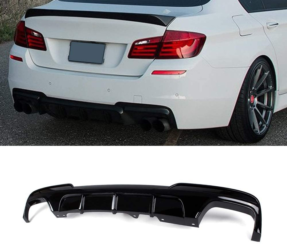 BMW 5 SERIES F10 F11 QUAD EXHAUST REAR DIFFUSER M SPORT BUMPER SPLITTER ...
