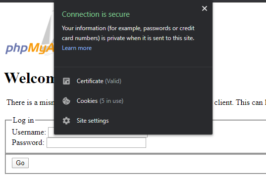 SSL - Letsencrypt - Phpmyadmin: There is a mismatch between HTTPS indicated on the server and ...