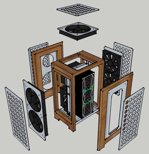 Log - My third PC in wood - 20L tower design with too many fans... :P ...