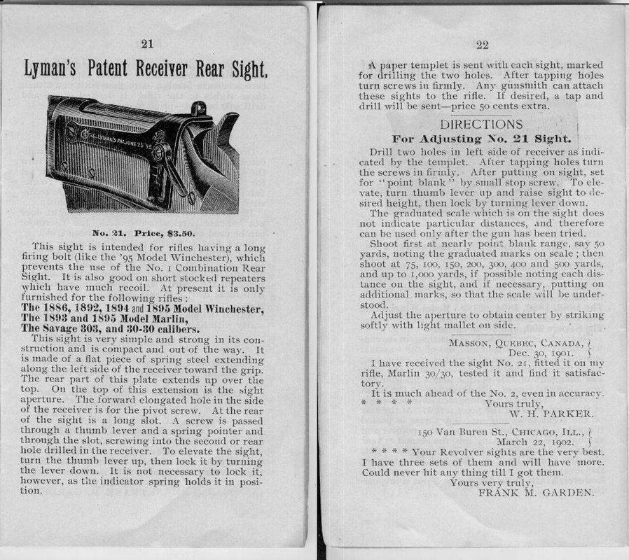 A 1907 Vintage Winchester 94 with a Lyman 21 | Marlin Firearms Forum