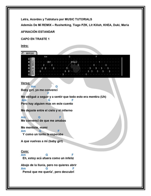 Además De Mí Rusher King REMIX Letra y Acordes por MUSICTUTORIALS page ...