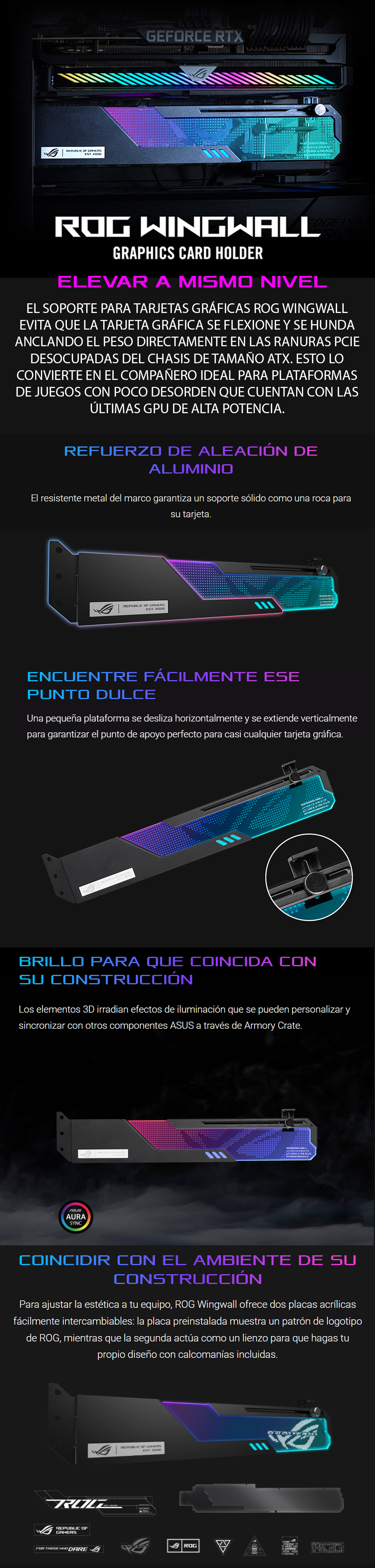 ASUS Soporte para Tarjeta de Video ASUS ROG Strix Wingwall ARGB ...
