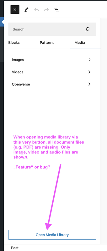 document files missing in media library when opened via media tab ... document files missing in media library when opened via media tab ...