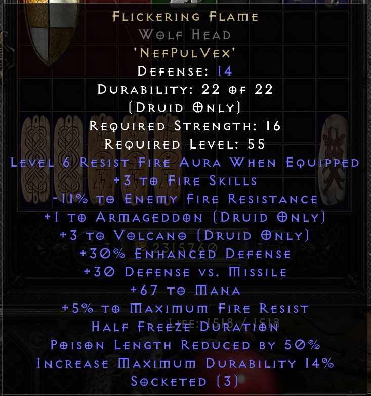 Flickering Flame Wolf Head Druid - Topic - d2jsp