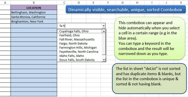 Best Way To Create A Searchable Drop Down List With Auto Complete Functionality To Cells In A