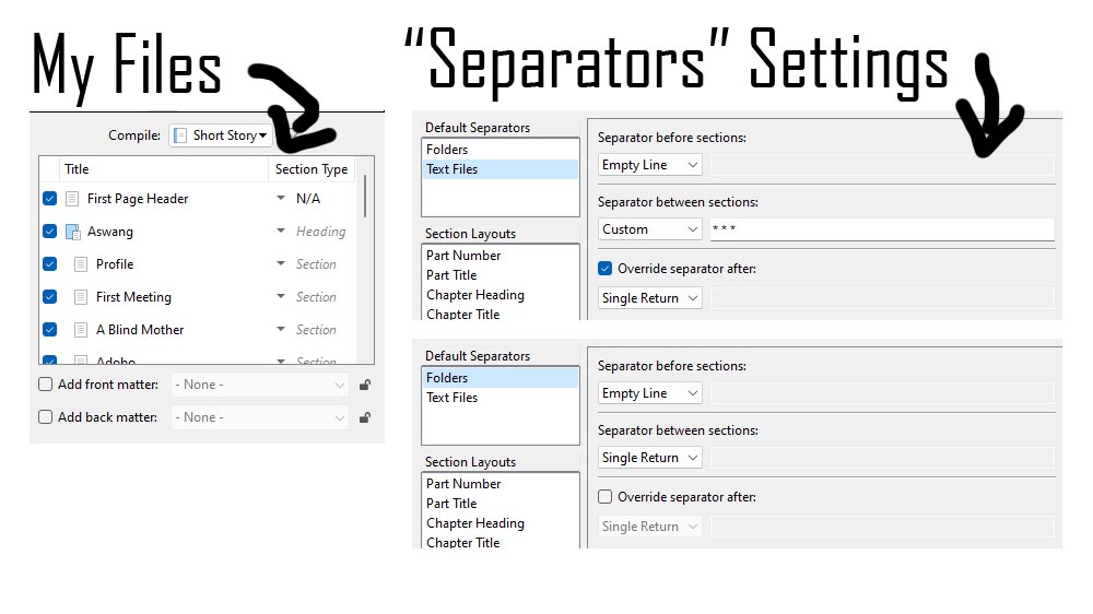 Help removing separator between Front Page Header and content in manuscript format - Scrivener ...