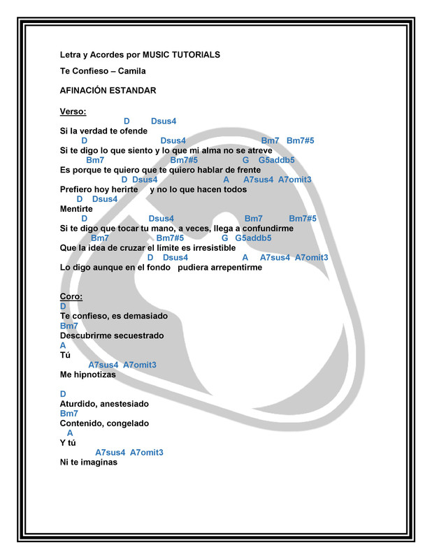 Cómo tocar Te Confieso de Camila en Guitarra | Tutorial + PDF GRATIS ⋆ ...