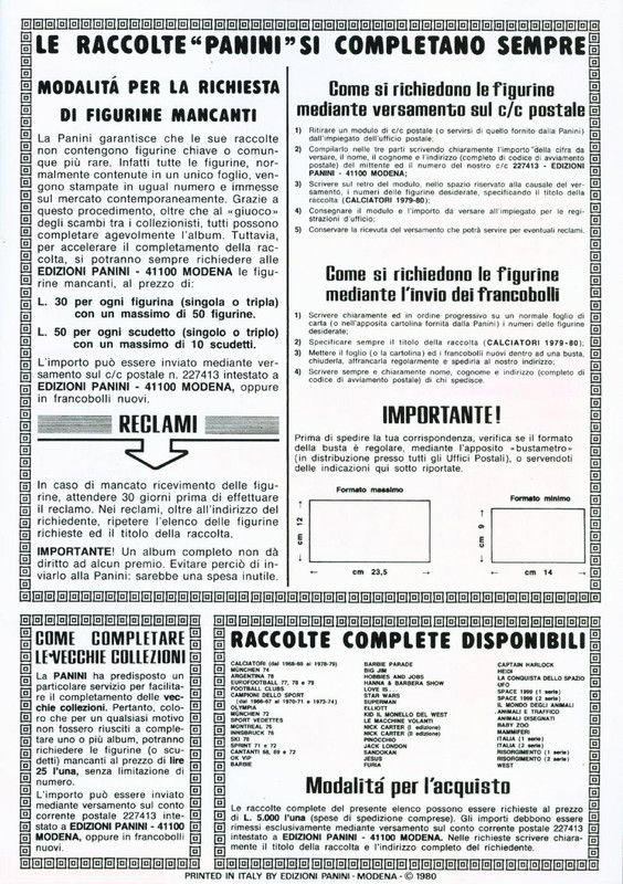 Calciatori 1979 1980 Panini 71 — Postimages